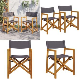 vidaXL Vidaxl - Klappbare Regiestühle 2 Stk. Dunkelgrau Stoff - Regiesessel - Gartenstuhl - Outdoor-Sessel - Klappstuhl - Holzsessel - Home & Living