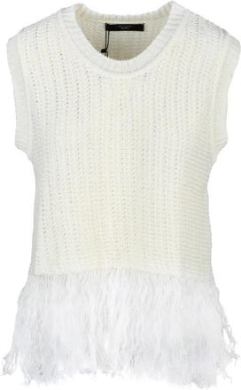 Max Mara Gilet in Tricoat - - Knitwear - Damen - Wei&szlig; - L