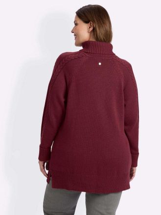 Sheego Strickpullover Pullover Langarm Grobstrick, Zopfmuster