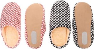 Hemobllo Lot de 2 Paires de Pantoufles dH&ocirc;tel Antid&eacute;rapantes pour Couples Motifs Pois Rouge/Blanc 40-41 et Noir/Blanc 44-45 Pantoufles Spa Lavables et R&eacute;utilis