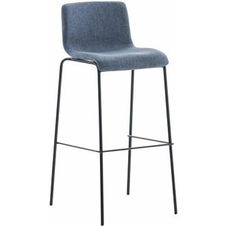 Clp Tabouret de bar Hover Assise en Tissu - 4 Pieds en m&eacute;tal Bleu Noir