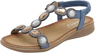 Generico Sandales Mode Femmes Confortables Plage Bohème Sandales Respirant Élégant Strass Léger Bout Ouvert Sandales Compensées Mode Casual Été Sandales De Mar