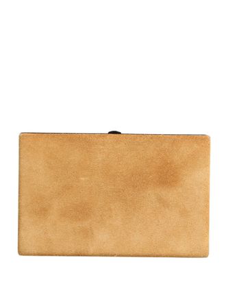 Dolce & Gabbana Beige Velvet Calf Leather Clutch Evening Women Purse Bag Aluminium