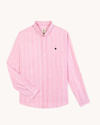 Faguo Chemise en lin ray&eacute;e rose et blanc - IVOY