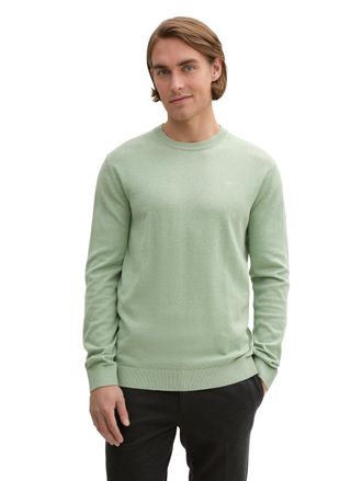 Tom Tailor Herren 1039810 Strickpullover mit Crewneck, 37098-Spring Green Melange, XXL
