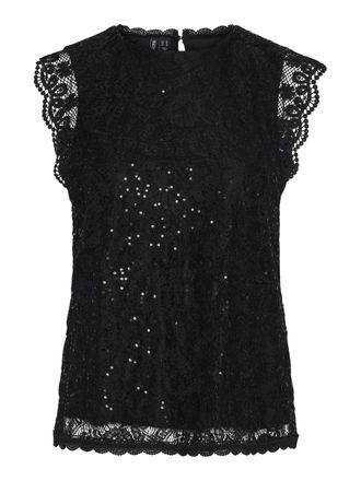 Pieces Pcolline Sl Lace Sequins Top Noos