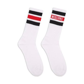 Moschino Femme, Sport, Blanc, Taille: ONE Size Chaussettes &Eacute;ponge Incrust&eacute;es