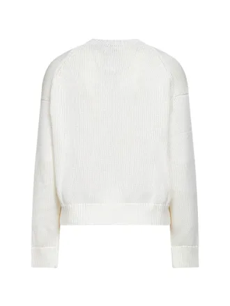 Polo Ralph Lauren Womens Crewneck Sweater Big Pony White Cotton
