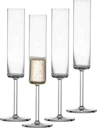 Schott Zwiesel Flûte à champagne Modo (set de 4), flûtes à champagne rectilignes avec point de mousse, verres en cristal Tritan résistant au lave-vaisselle, fabriqué