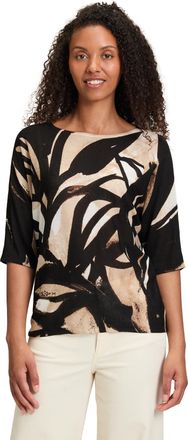 Betty & Co Damen Feinstrickpullover mit Print 38, Black/Nature