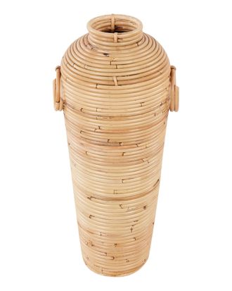 Beliani Dekorative Vase geflochtenes Rattan, Beige und Wei&szlig; nat&uuml;rlicher Stil Renun