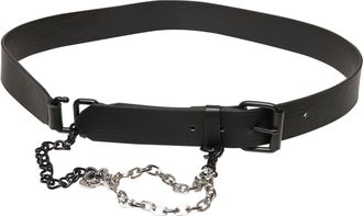 Urban Classics Unisex Imitation Leather Belt with Metal Chain G&uuml;rtel, Black, S/M