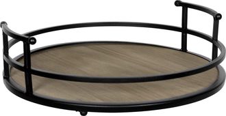 Stratton Home Decor Stratton Home Décor Tablett aus Metall und Holz, 30,5 cm B x 30,5 cm T x 8,3 cm H, Schwarz