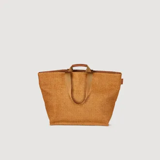 Sandro Gro&szlig;e Tasche aus gewebtem Leinen