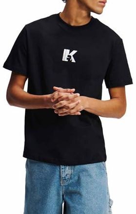 Karl Lagerfeld Karl Lagerfeld Jeans, Homme, T-Shirt &Agrave; Manches Courtes Avec Logo K, Coupe R&eacute;guli&egrave;re, Noir, XXL