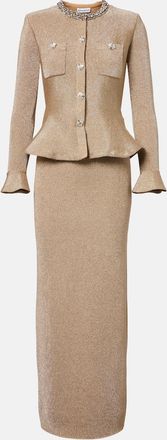 Self Portrait Maxikleid aus Lam&eacute; mit Kristallen