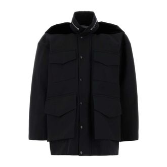 sacai Femme, Vestes, Noir, Taille: 38 FR Grosgrain Bonding x Velvet Blouson