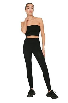 Trendyol Black Seamless Tip Sports Tights Pantalon de Yoga, Femmes