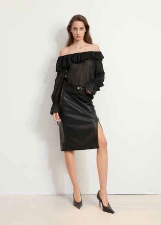 Mango Blouse semi-transparente pois noir - Femme - XXS - MANGO