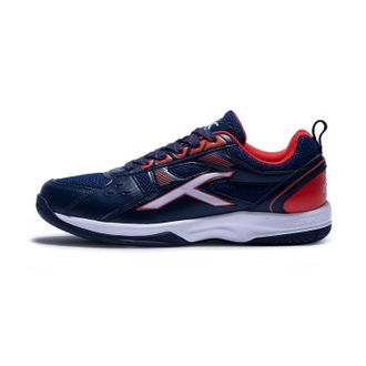 Hundred Hundred Raze Non-Marking Professional Badminton Shoes for Men (Navy Orange Red, Size: UK 10 US 11 EU 44) Material Upper: Polyester, Sole: Rubber Suita