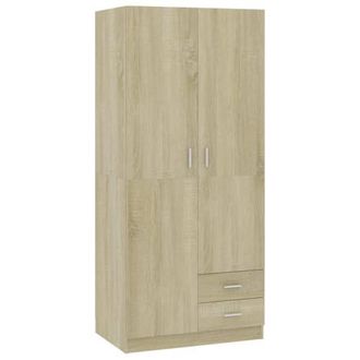 vidaXL Garde-Robe Armoire &agrave; V&ecirc;tements Armoire de Rangement avec 2 Portes et 2 Tiroirs Organisateur Chambre &agrave; Coucher Maison Ch&ecirc;ne Sonoma 80x52x180 cm Agglom&eacute;