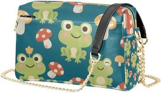 Mnsruu Sacs à bandoulière pour femme, sac à main en cuir motif grenouille champignon