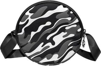 Generic Sac &agrave; bandouli&egrave;re Circle pour femme, petit sac &agrave; bandouli&egrave;re camouflage avec fermeture &eacute;clair, bretelles r&eacute;glables, sac &agrave; main rond d&eacute;contract&eacute; pour f