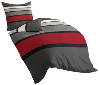 BIERBAUM Bettwäsche 4757, Mako-Satin, Designed in Germany, rot 63, 155x220 + 80x80 cm, Komfortgröße
