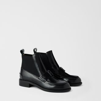 Furla College Stiefeletten Nero Schwarz Geb&uuml;rstetes Kalbsleder Damen