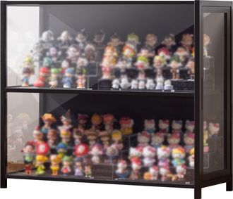 Generic Kuriositätenkabinett mit Seitlich Öffnender Tür, 2-stöckiges Acryl-Vitrinenkabinett, Stauraum mit Hoher Kapazität, for Sammlerstücke(80cm/31.5in)