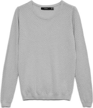 Vero Moda Vmcare Structure Ls O-Neck Blouse Noos, Pull Femme, Gris (Light Grey Melange), 36 (Taille Fabricant: Small)