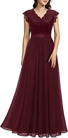 Dressystar Longue robe de bal pour femme, robe de soirée élégante pour mariage, robe de cocktail avec dentelle, M