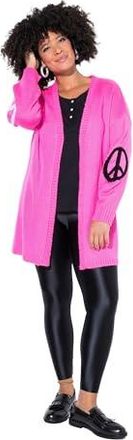 Angel Of Style Femme Grandes Tailles Cardigan Coupe Loose Fit Ouverte, Symbole Peace & Love et Manches Ballon Rose Fluo 46+ 848058598-46+