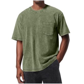 Generic Chemise d&eacute;contract&eacute;e &agrave; manches courtes pour homme - Uni - Classique - Tendance - Confortable - L&eacute;ger - Extensible - Respirant - Col rond - Pour l&eacute;t&eacute; e