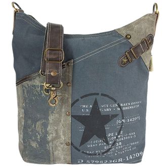 Sunsa Damen Umh&auml;ngetasche. Hobo Tasche aus Canvas/Leinwand & Leder. Gro&szlig; Vintage Stil Crossbody Bag mit Stern & mehreren F&auml;chern. Nachhaltige Handtasche als