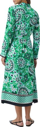 Comma Midi-Kleid mit verdeckter Knopfleiste und All-Over-Print