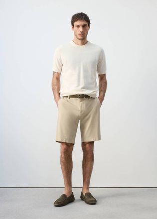 Mango Bermuda slim-fit chino coton beige - Homme - 38 - MANGO MAN