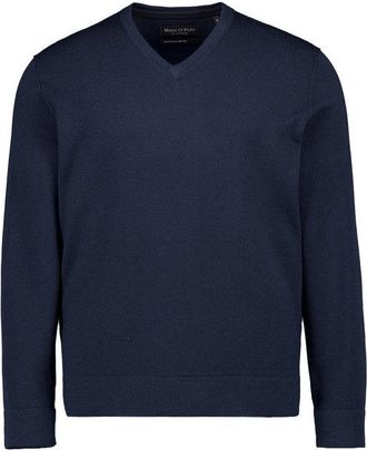 Marc O'Polo Herren Polo Pullover blau Wolle unifarben