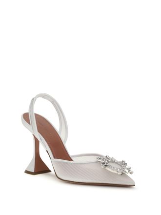 Amina Muaddi Womens Begum Pumps White High Heel Shoes