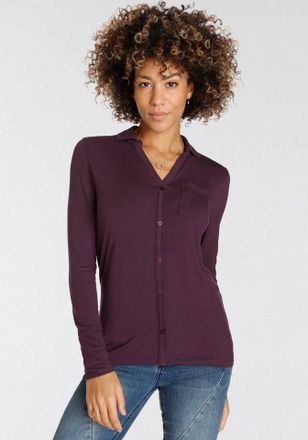 Boysen's Langarmshirt lang&auml;rmlig, figurbetonter Schnitt, Blusenkragen
