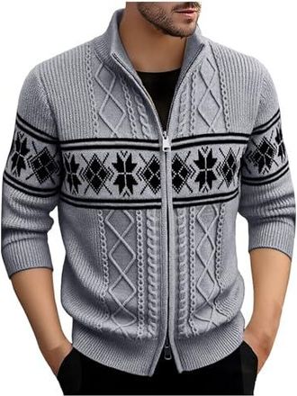 Generic Pull thermique à manches longues et poignets élastiques pour homme - Fermeture éclair intégrale - Col montant texturé - Facile dentretien - Super doux