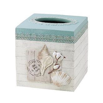 Avanti Linens Zubehör Farmhouse Shell Collection, Harz, Mehrfarbig, Tissue Box Cover