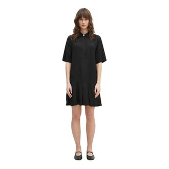 Ganni Robe courte en twill de viscose - Femme - Robes - Noir - Taille: 36 FR