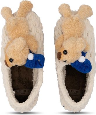UZURII Slipper & Pantoletten - Pantoffeln Pantoffel Teddy Bear - Gr. 45 (EU) - in Beige - f&uuml;r Damen