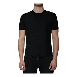 Dolce & Gabbana Schwarze Wollformelle Kleidweste - - Suits - Herren - Schwarzk - L