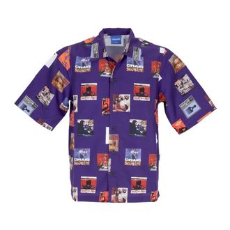 Usual Lila All Over Print Kurzarmhemd - - Shirts - Herren - Mehrfarbig - S
