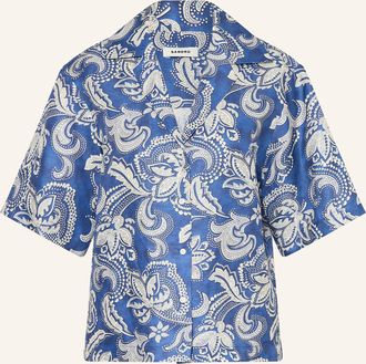 Sandro Sandro Bluse Mit Leinen Und 3/4-Arm blau
