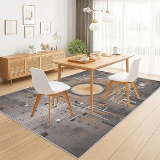 Generic Gris Lavable en Machine Tapis Salon Dessin au Trait Ville Architecture, 120 x 180 cm Doux Tapis de Sol Pelucheux Dessous Antid&eacute;rapant, Entree Interieu