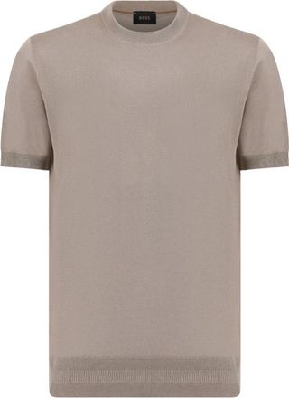 HUGO BOSS Homme, Pulls, Beige, Taille: M T-shirt en maille &agrave; manches courtes Camel