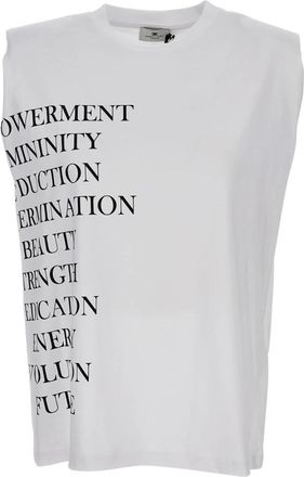 Elisabetta Franchi Femme, Tops, Blanc, Taille: 38 FR T-shirt en jersey avec imprim&eacute; de lettres